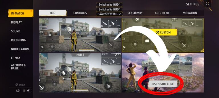 Free Fire HUD Codes 2 Finger settings (2025) - EsportZone